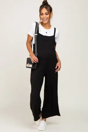 PINKBLUSH Sleeveless Wide Leg Maternity Jumpsuit - Black