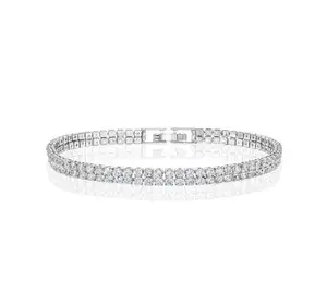 DONATELLO GIAN Two Row Crystal Tennis Bracelet - Silver