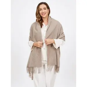 SILKSILKY Pure Wool Scarf Shawl Dark Khaki