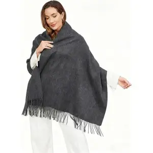 SILKSILKY Pure Wool Scarf Shawl Darkgray