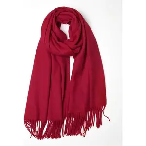 SILKSILKY Pure Wool Scarf Shawl Wine