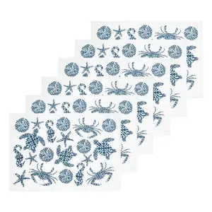 C&F HOME Stamped Seaside Placemats, Set Of 6 - White