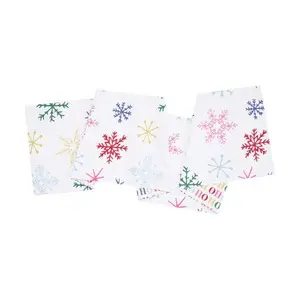 CAROL & FRANK Boho Snowflakes 100% Cotton Christmas Table Runner 14" X 72 - Red