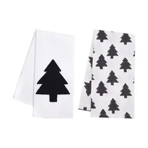CAROL & FRANK Black And Forest Towel Set Of 2 - White