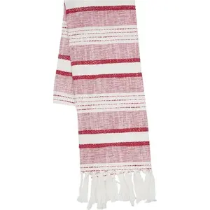 CAROL & FRANK Benn Ruby Tassel Christmas Embroide Cotton Waffle Weave Dishtowel - Red