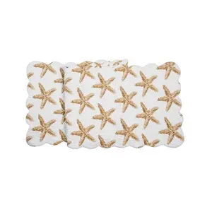 C&F HOME Sandbridge Stars Dining Table Runner - White