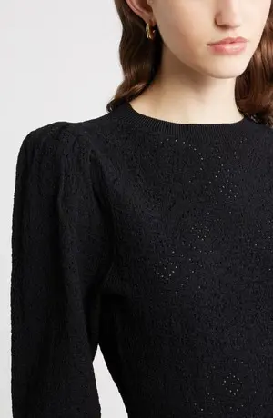 Nordstrom Lacy Open Stitch Sweater - Black
