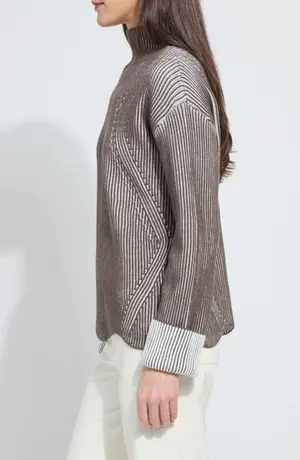 Lyssé Hyacinth Ribbed Sweater - Americano/snow White