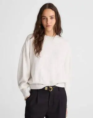 Madewell Double-faced Puff-sleeve Sweatshirt - Heather Vintage Ivory