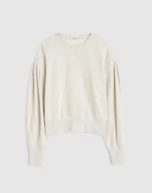 Madewell Double-faced Puff-sleeve Sweatshirt - Heather Vintage Ivory