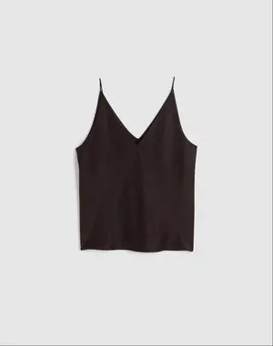 Madewell V-neck Satin Cami - Black Walnut