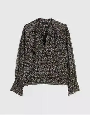 Madewell Floral Georgette Split-neck Top