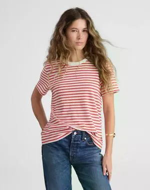 Madewell Dakota Perfect Crewneck Tee - Red Stripe