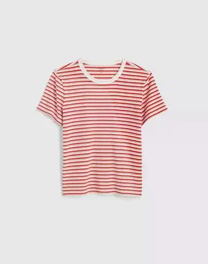 Madewell Dakota Perfect Crewneck Tee - Red Stripe