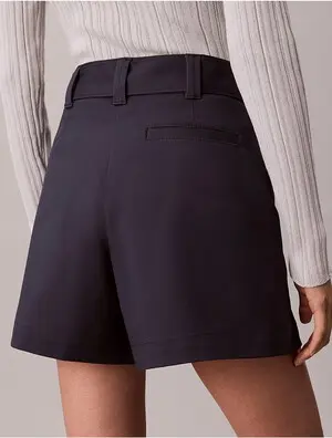 Calvin Klein Cotton Stretch Belted Pleated Shorts