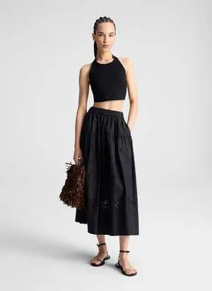A.L.C. Jay Embroidered Cotton Midi Skirt