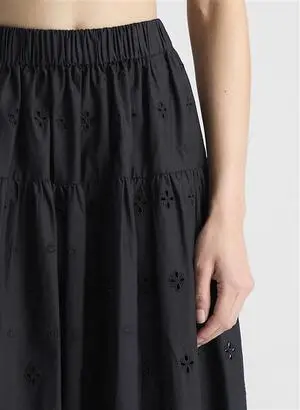 A.L.C. Jay Embroidered Cotton Midi Skirt