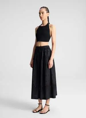 A.L.C. Jay Embroidered Cotton Midi Skirt