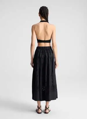 A.L.C. Jay Embroidered Cotton Midi Skirt