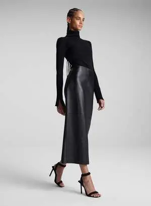 A.L.C. Marta Leather Midi Skirt - Black