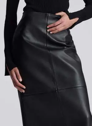 A.L.C. Marta Leather Midi Skirt - Black