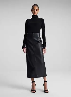 A.L.C. Marta Leather Midi Skirt - Black