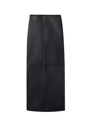 A.L.C. Marta Leather Midi Skirt - Black