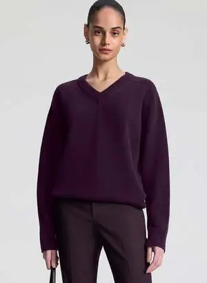 A.L.C. Calven Cashmere V-neck Sweater - Deep Plum