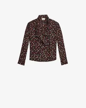 Isabel Marant Emany Polka Dot Silk Blouse - Black/red