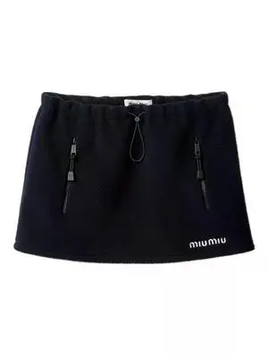 Miu Miu Fleece Mini Skirt With Drawstring And Zip Pockets