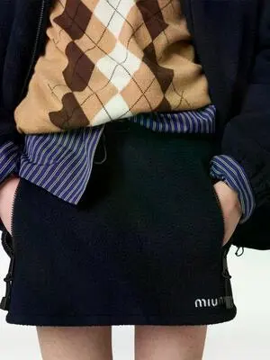 Miu Miu Fleece Mini Skirt With Drawstring And Zip Pockets