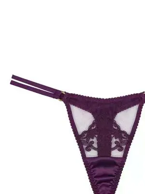 FLEUR OF ENGLAND Cecilia Double-strap Embroidered Thong