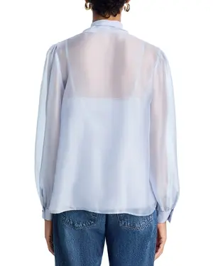 Aqua Tie Neck Long Sleeve Top