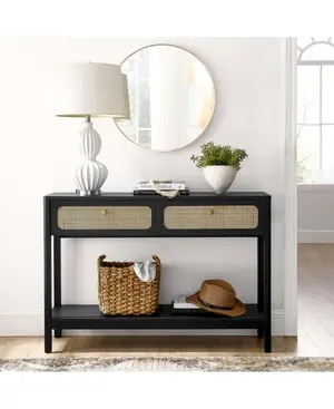 MODWAY Chaucer Wood Entryway Console Table - Black