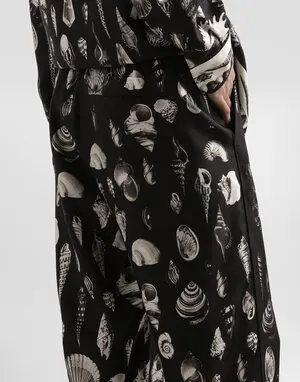 Dolce & Gabbana Shell-print Silk Twill Trousers
