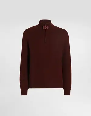 Dolce & Gabbana Turtleneck Pullover With Zip And Logo