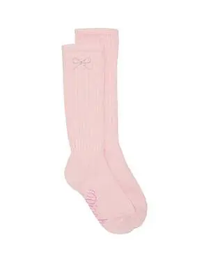 Pink Ribbed Slouch Socks - Pink