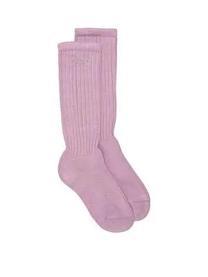 Pink Ribbed Slouch Socks - Purple