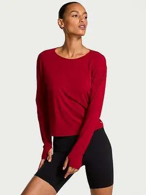 Victoria's Secret Drapey Knit Long-sleeve Open-back Tee - Red