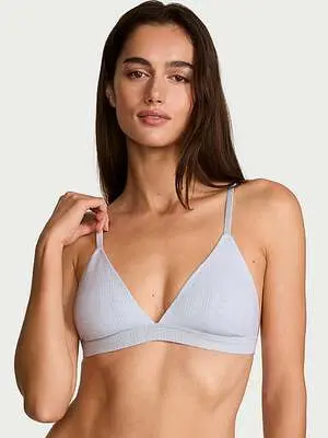 Victoria's Secret The T-shirt Cotton Shadow Stripe Unlined Triangle Bralette - Blue