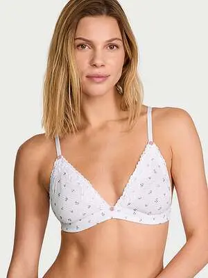 Victoria's Secret The T-shirt Cotton Shadow Stripe Unlined Triangle Bralette - Floral