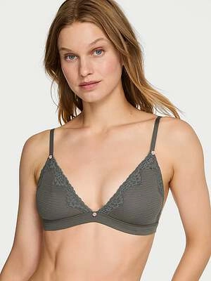Victoria's Secret The T-shirt Cotton Shadow Stripe Unlined Triangle Bralette Green