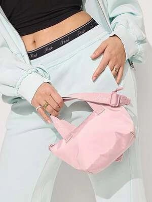 Pink Mini Crossbody Nylon Tote Bag - Pink
