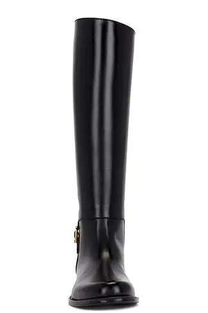 Saint Laurent Black Leather Knee-high Buckled Boots - Nero