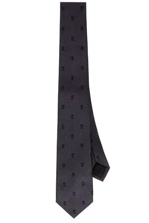 Alexander McQueen Skull Polka Dot Tie - Graphite & Black