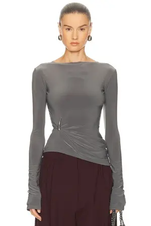 GRACE LING Claw Draped Long Sleeve Top