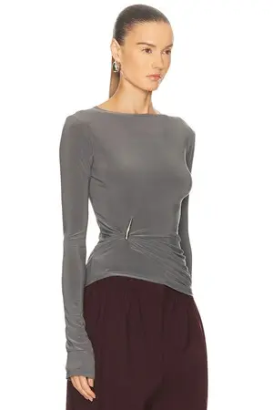 GRACE LING Claw Draped Long Sleeve Top