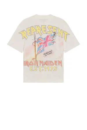 REPRESENT X Iron Maiden Steed Tee In White - Flat White