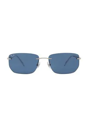 Ray-ban Rimless Sunglasses - Silver & Dark Blue