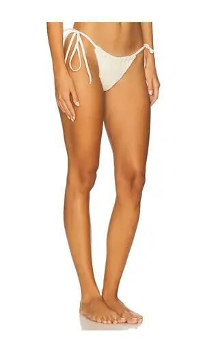 ASTA RESORT Mia Knitted String Bikini Bottom - Ivory Sequin